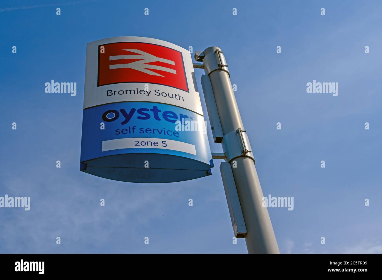 Bromley (Greater London), Kent, UK. Sign for Bromley South Railway ...