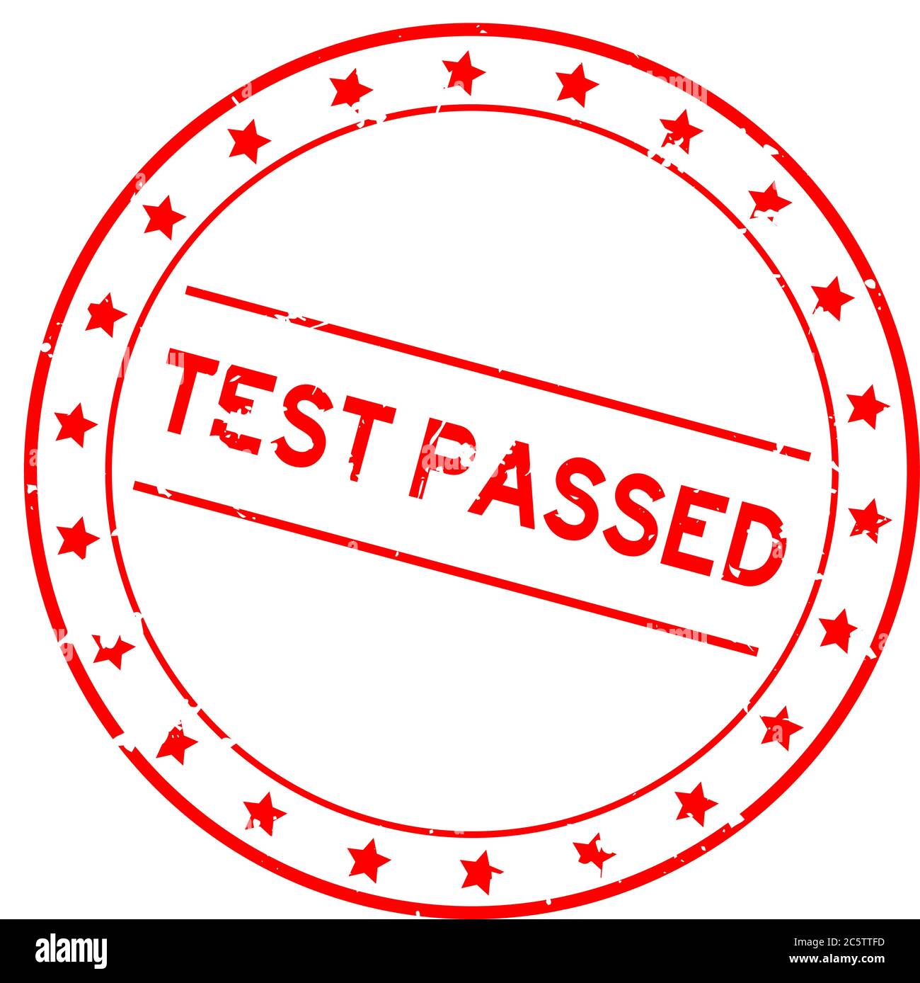 Grunge red test passed word round rubber seal stamp on white background ...