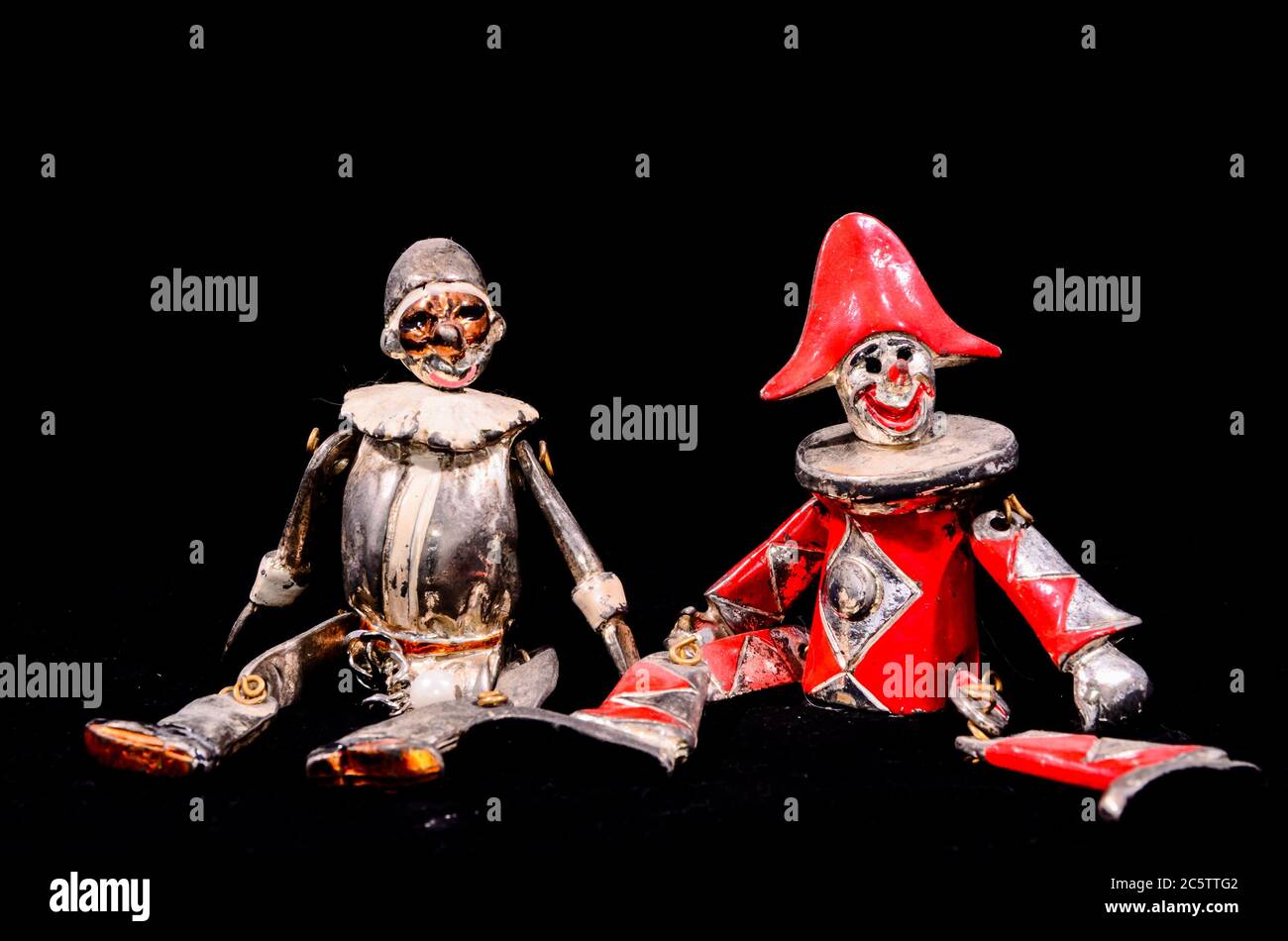 Metal Handmade Statue of a Carnival Puppet on Black Background Stock ...