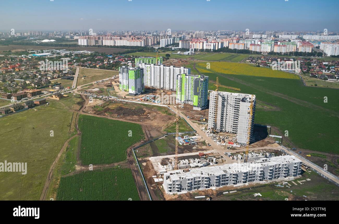 aerial view of the construction of a residential neighborhood Stock ...