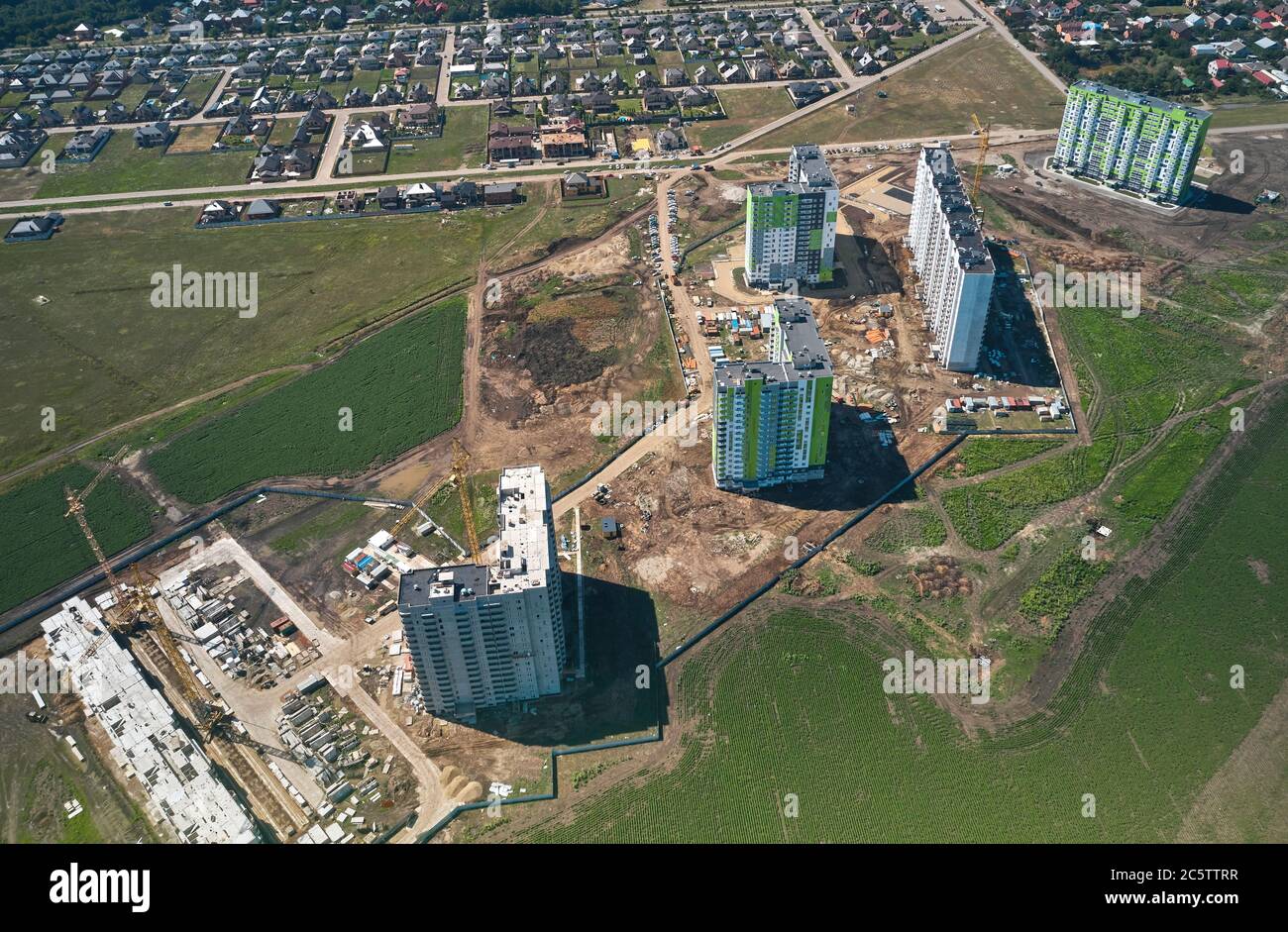 aerial view of the construction of a residential neighborhood Stock ...