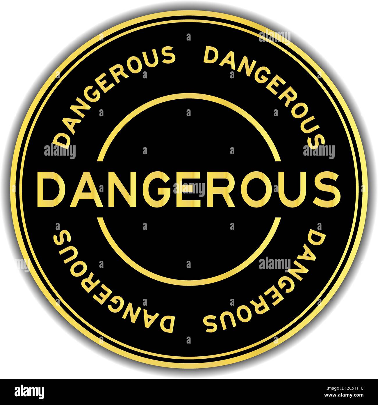 Black and gold color sticker with word dangerous on whitebackground ...