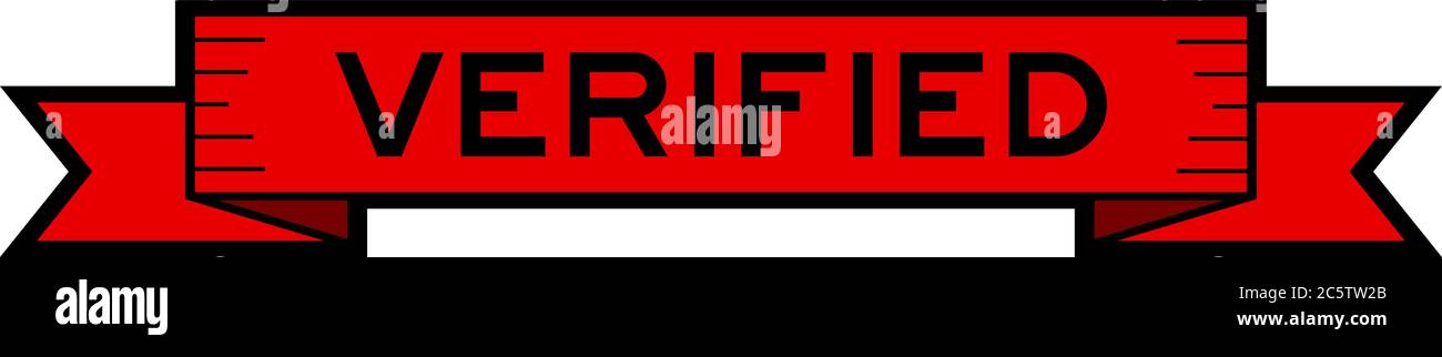 Vintage red color label banner with word verified on white background ...