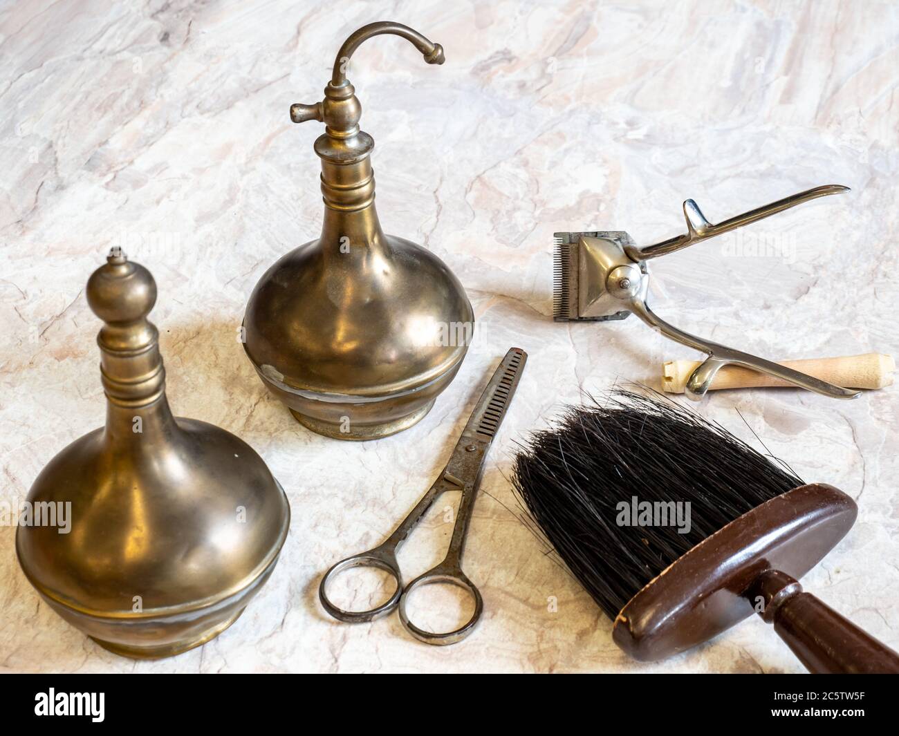 Tool in hairdressing craft vintage Stock Photo - Alamy