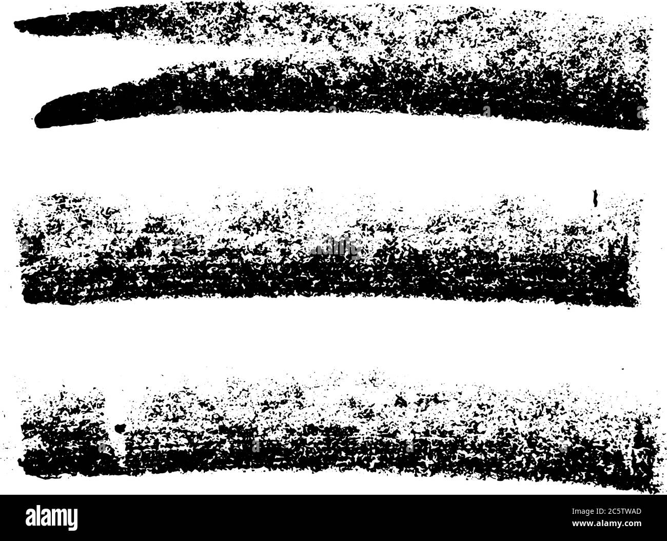 Set of grunge black chalk texture stripe brush on white background ...