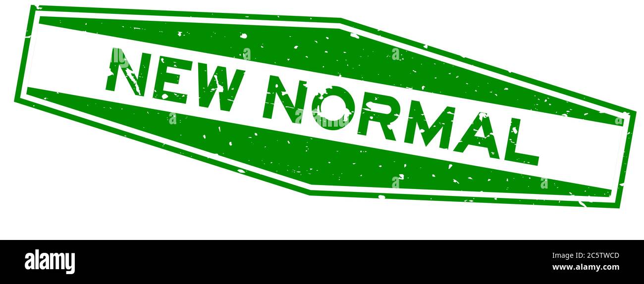 Grunge green new normal word hexagon rubber seal stamp on white background Stock Vector Image ...