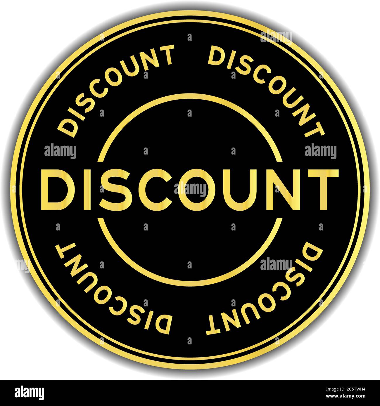 Black and gold color sticker with word discount on whitebackground ...