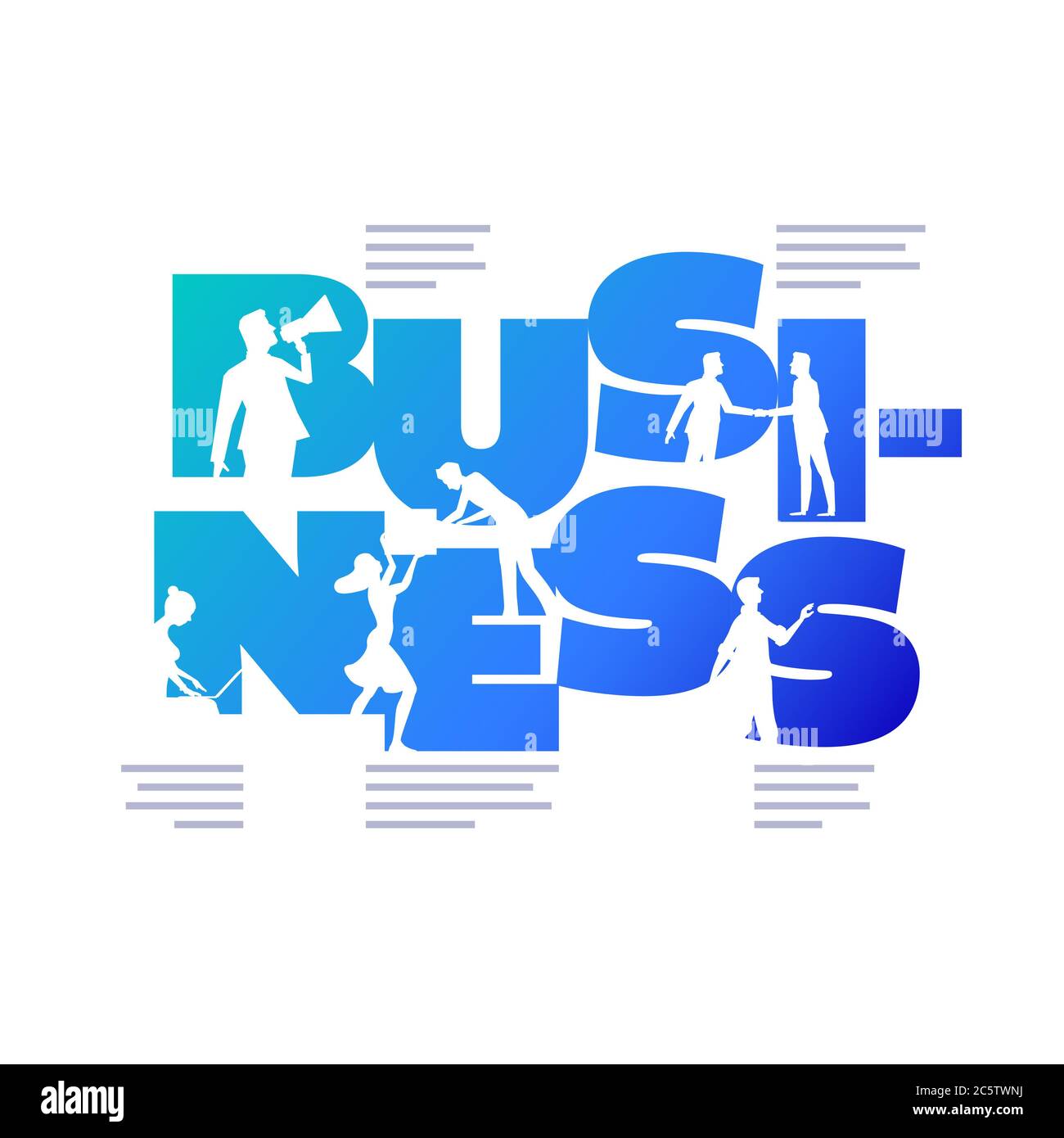 Business concept poster design template. Working silhouette people ...