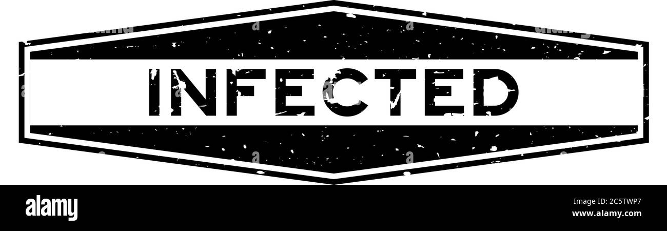 Grunge black infected word hexagon rubber seal stamp on white ...