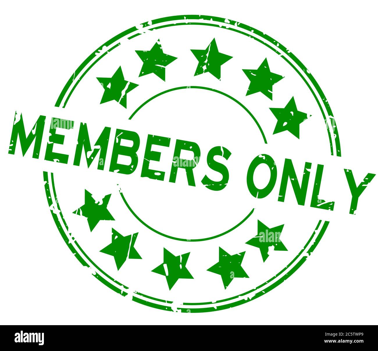 Grunge green members only word with star icon rubber seal stamp on ...
