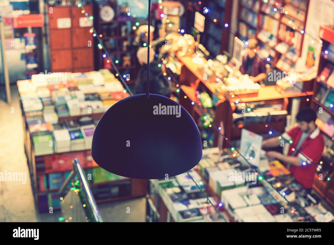 blurred abstract background of book on bookstore. blurry bookshelf in ...