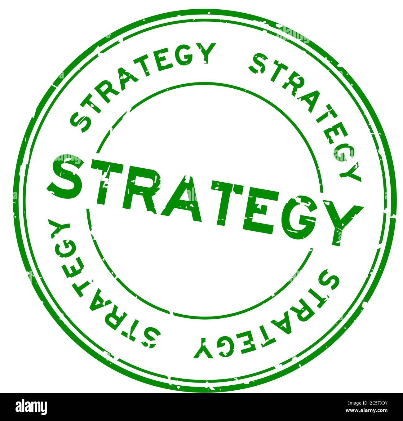 Grunge green strategy word round rubber seal stamp on white background ...