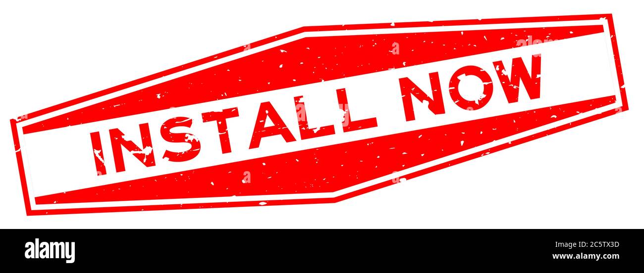 Grunge red install now word hexagon rubber seal stamp on white background Stock Vector Image ...