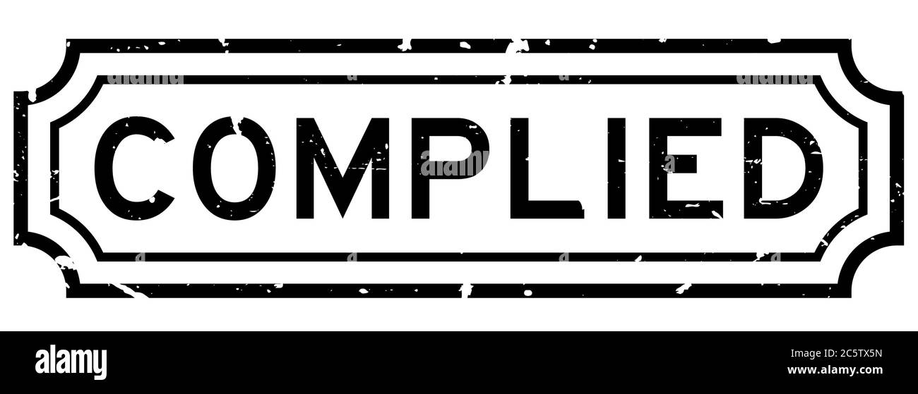Grunge black complied word rubber seal stamp on white background Stock ...