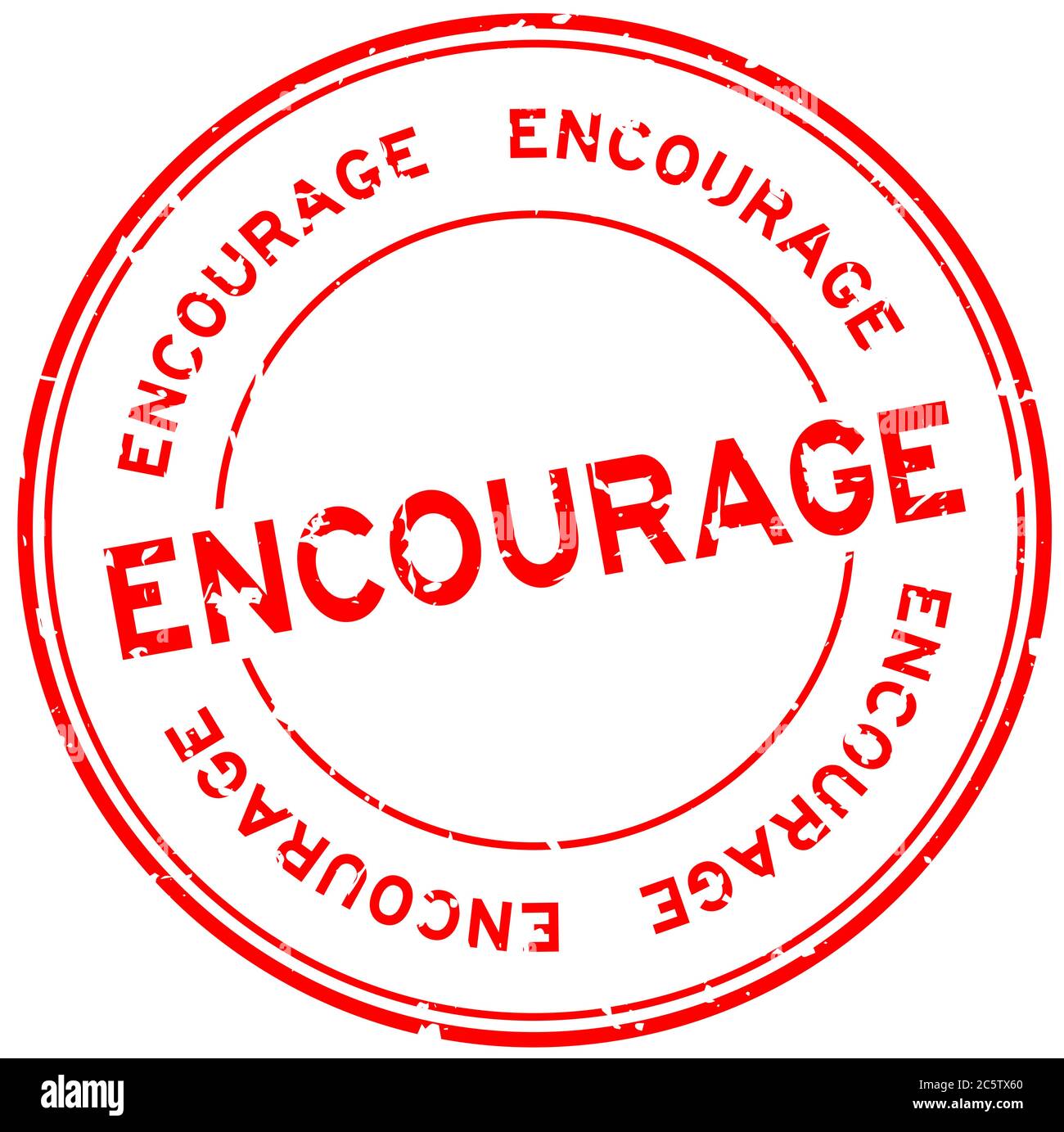 Grunge red encourage word round rubber seal stamp on white background ...