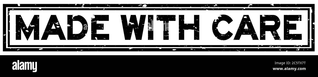 Grunge black made with care word square rubber seal stamp on white ...