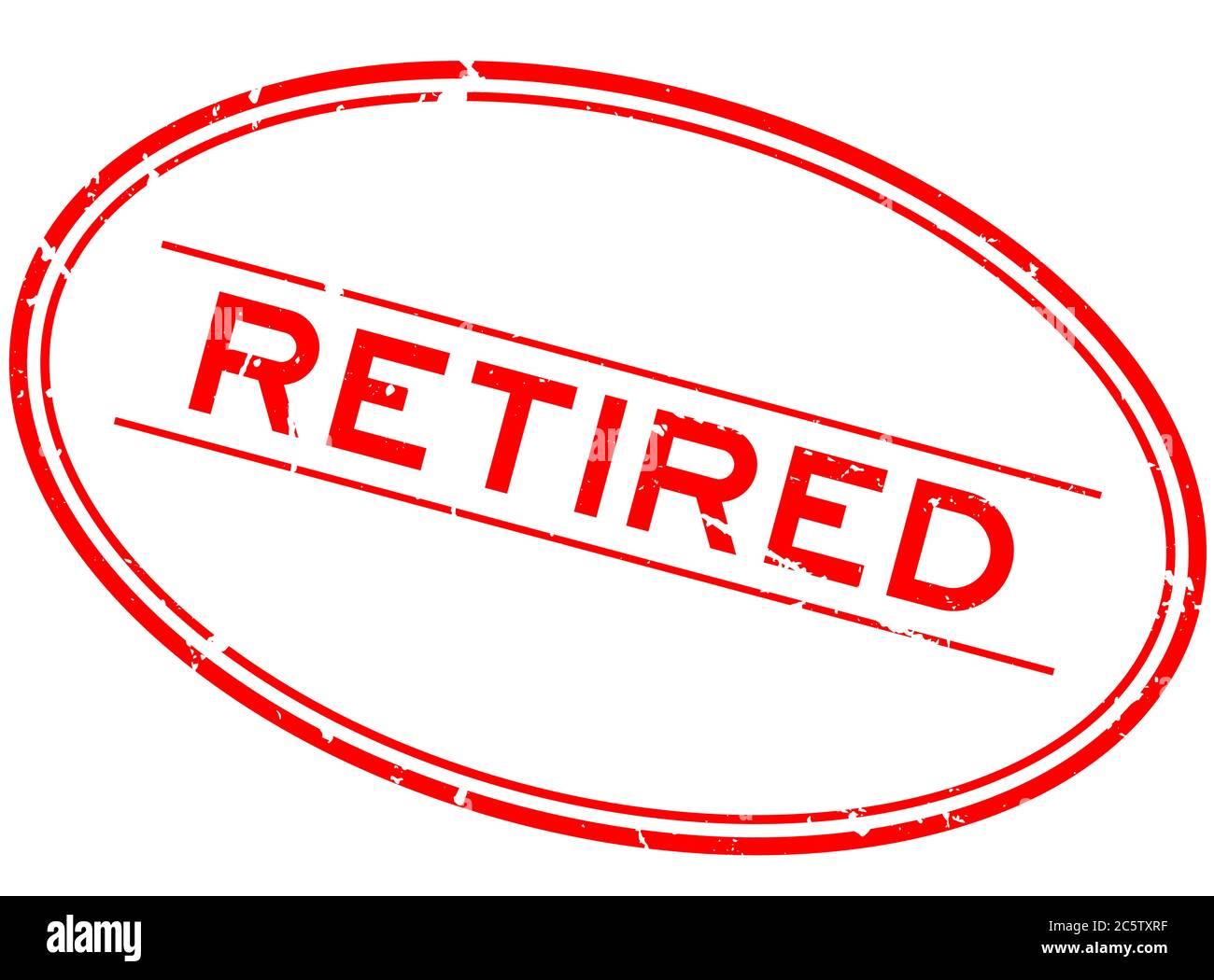 Grunge red retired word oval rubber seal stamp on white background ...