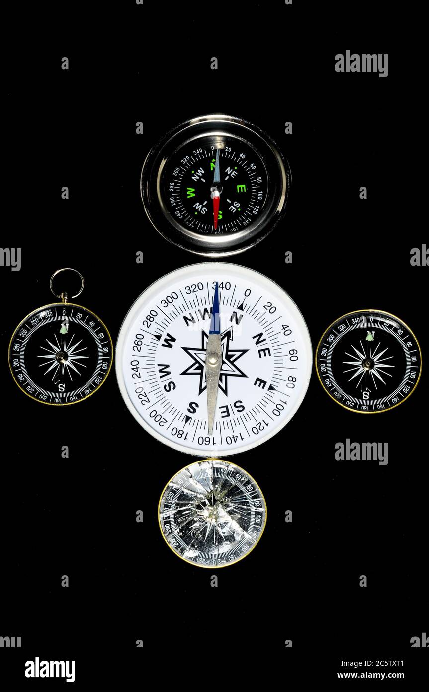 Vintage Orientation Tools on a Black Background Stock Photo - Alamy