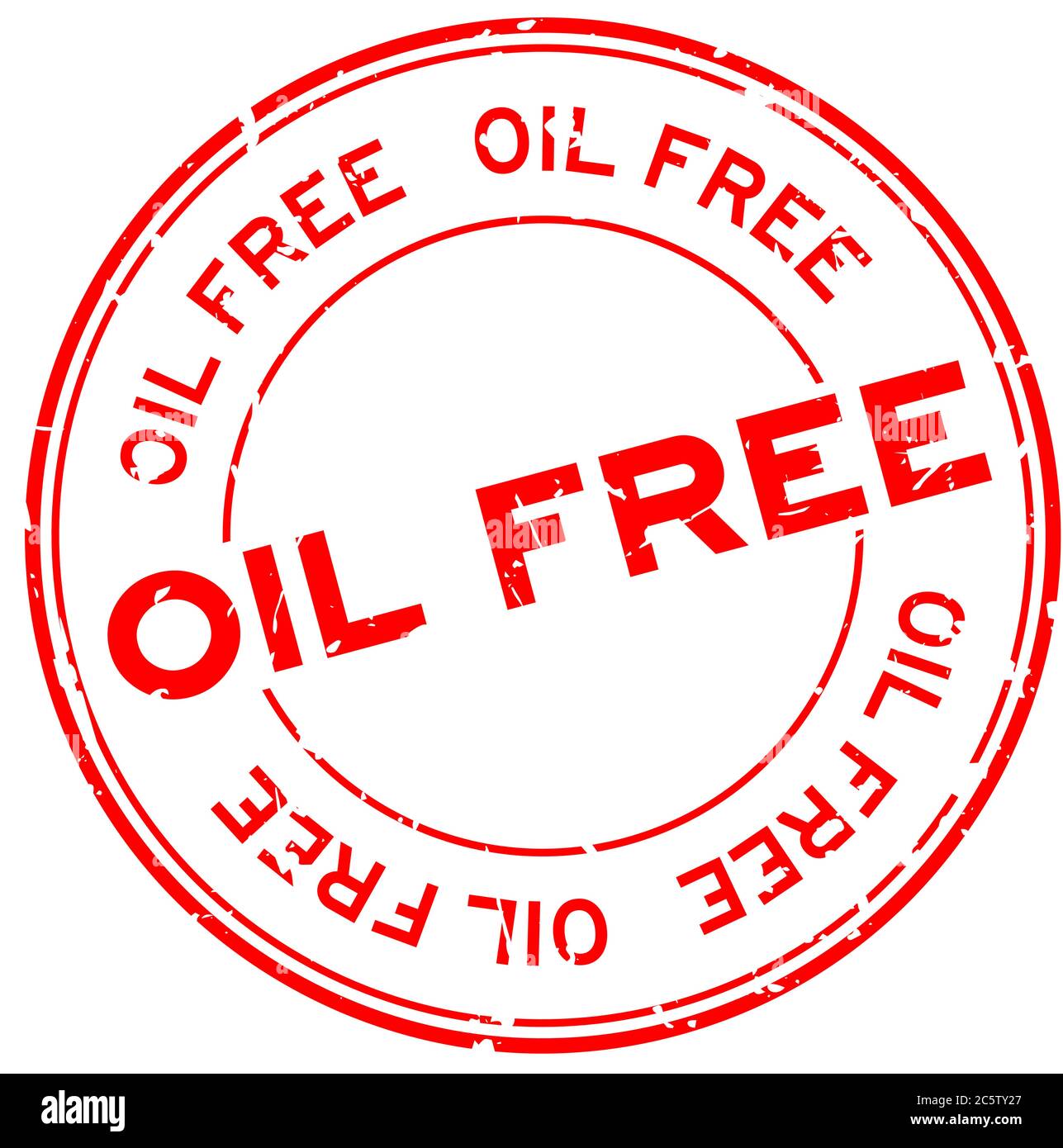 Grunge red oil free word round rubber seal stamp on white background ...