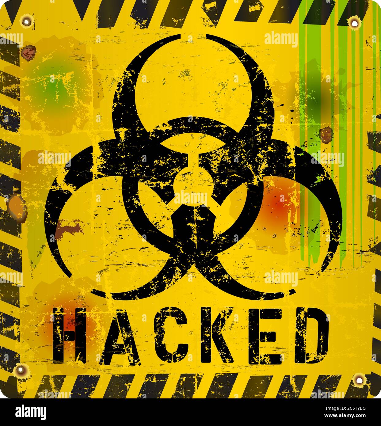 computer virus, hacked website alert sign, vector illustration Stock ...
