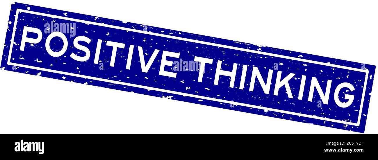 Grunge blue positive thinking word square rubber seal stamp on white background Stock Vector ...