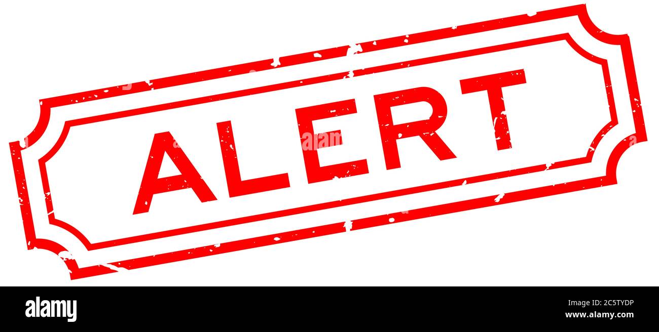 Grunge red alert word rubber seal stamp on white background Stock ...