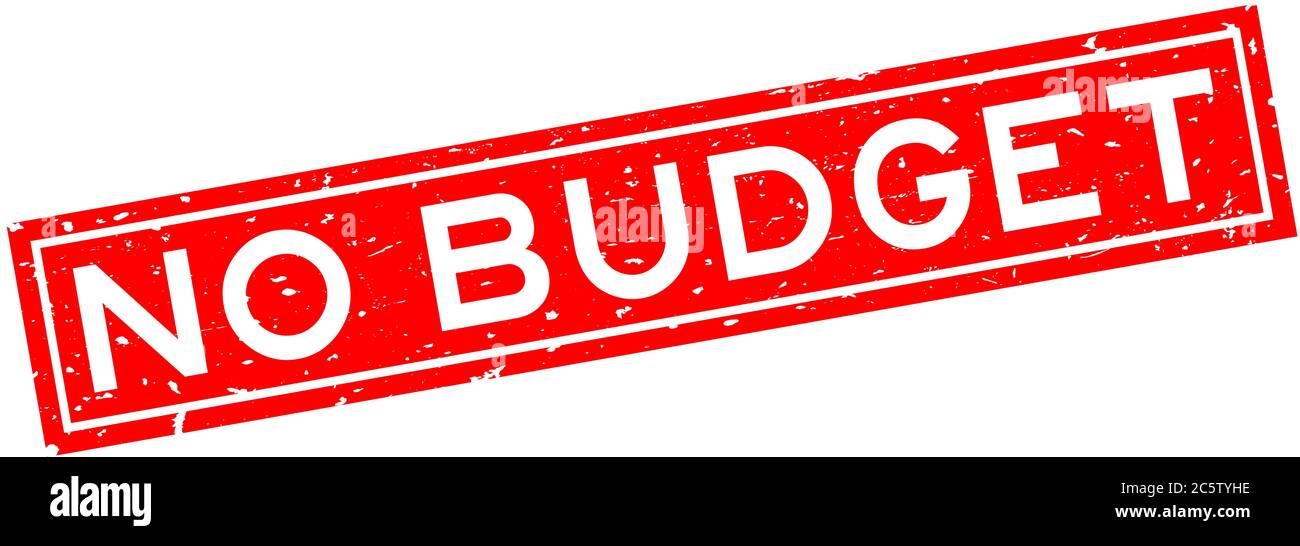 Grunge red no budget word square rubber seal stamp on white background ...