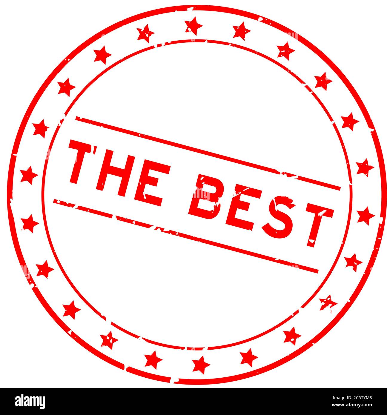 Grunge red the best word round rubber seal stamp on white background ...