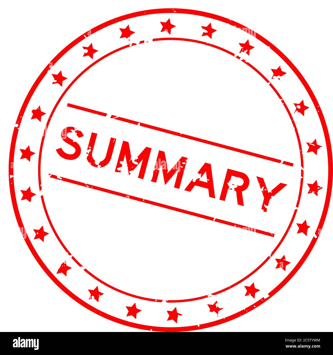 Grunge red summary word round rubber seal stamp on white background ...
