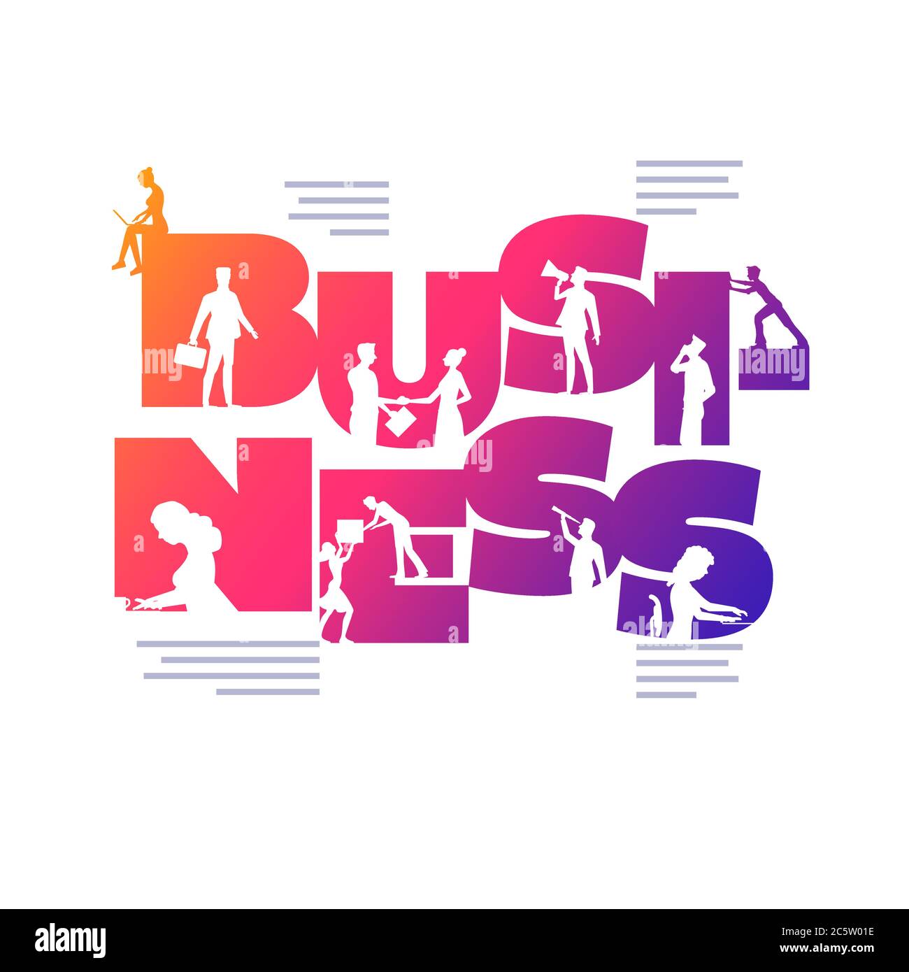 Business concept poster design template.Working silhouette people using ...