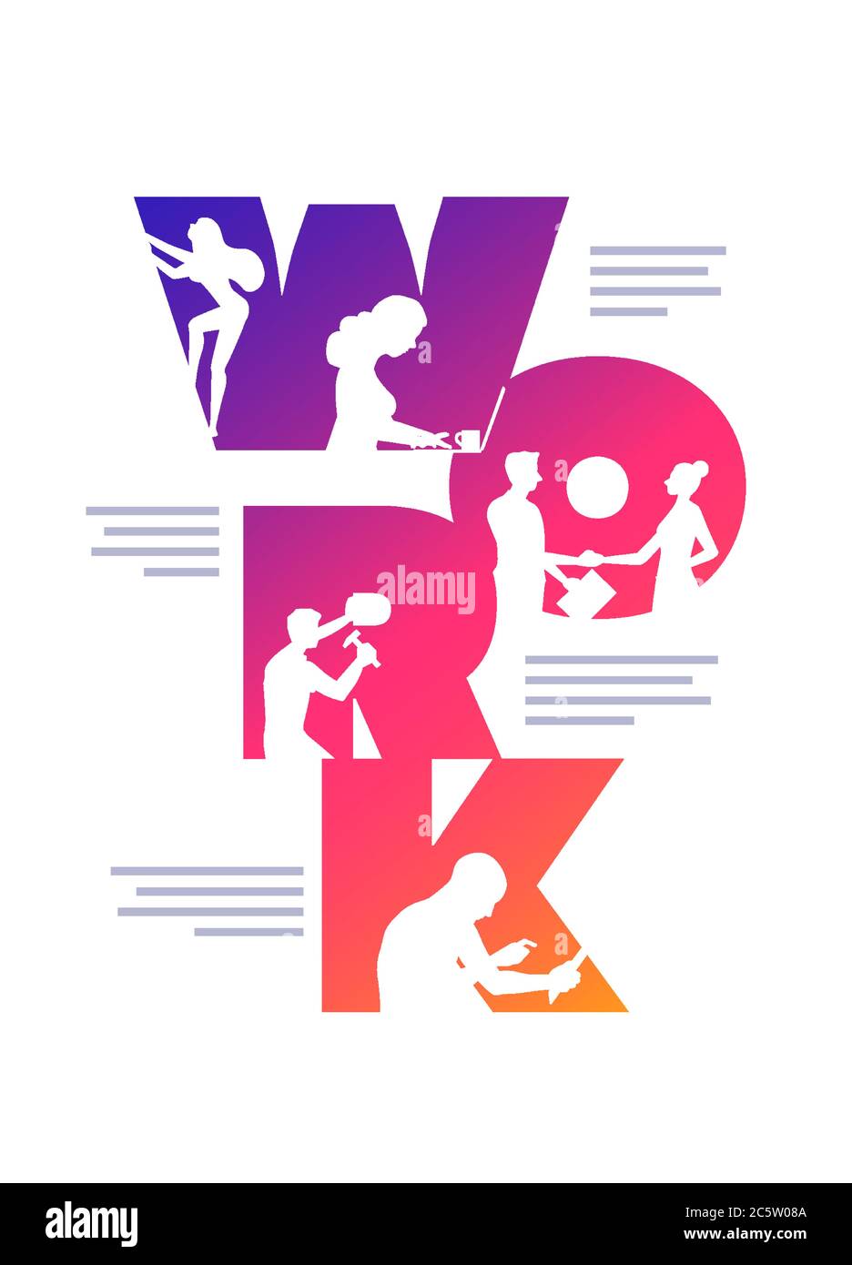 Work business concept poster design template. Working silhouette people ...