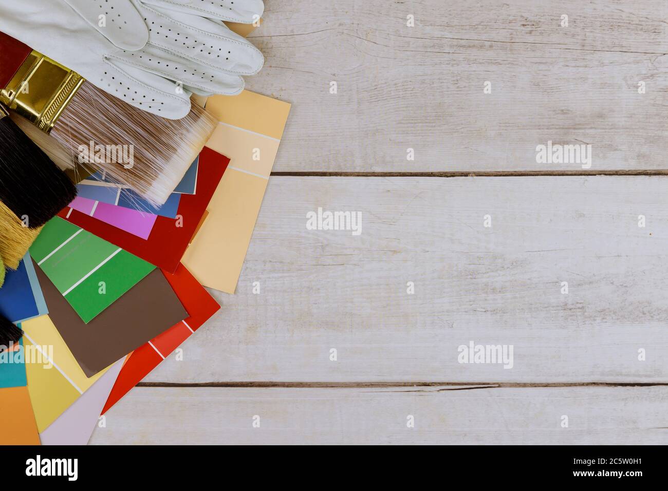 Painting equipment table various painting tools with color palette ...