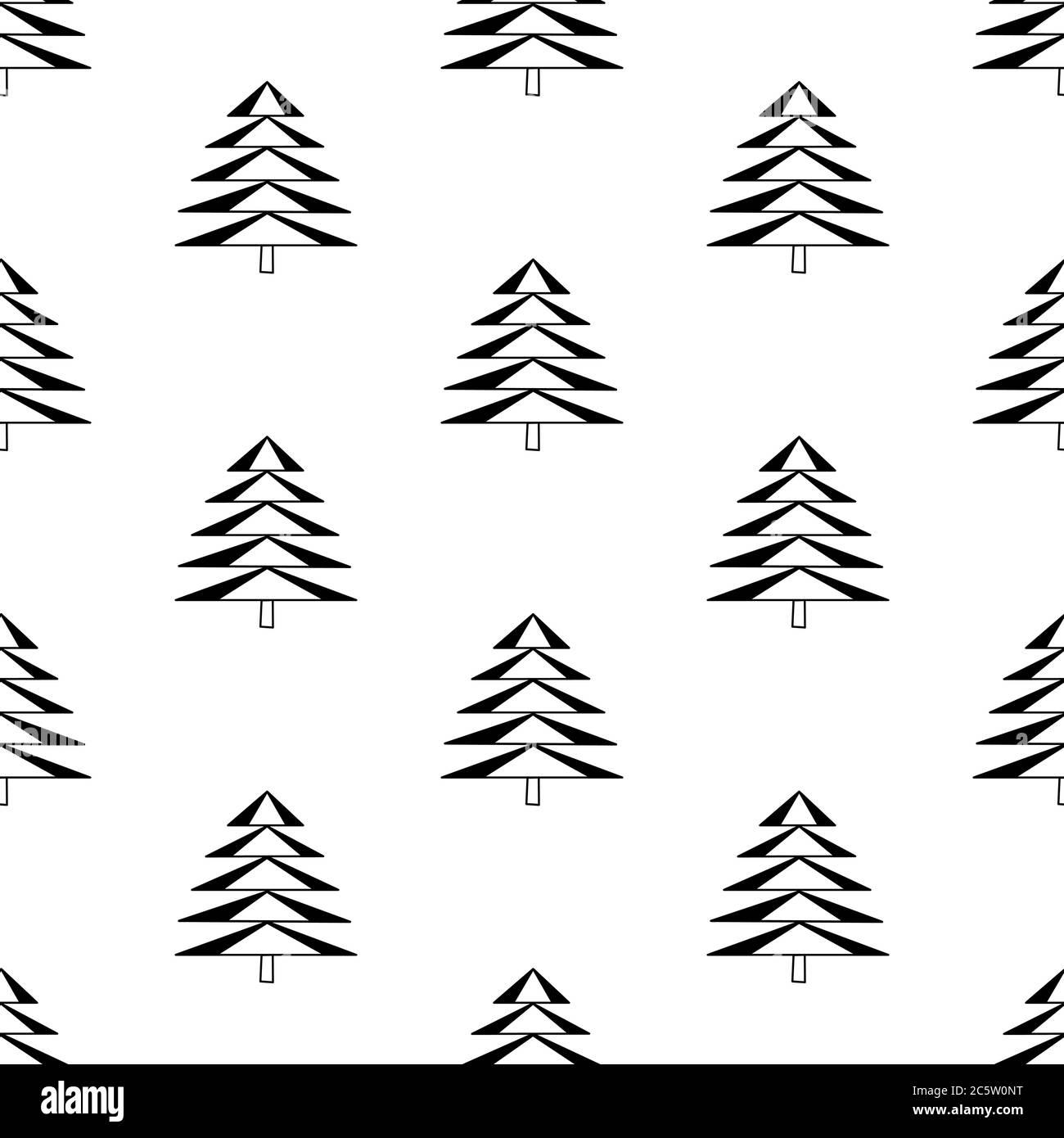 Seamless pattern made from doodle abstract fir trees. Isolated on white ...