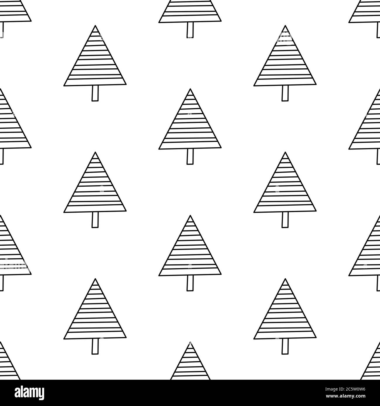 Seamless pattern made from doodle abstract fir trees. Isolated on white ...