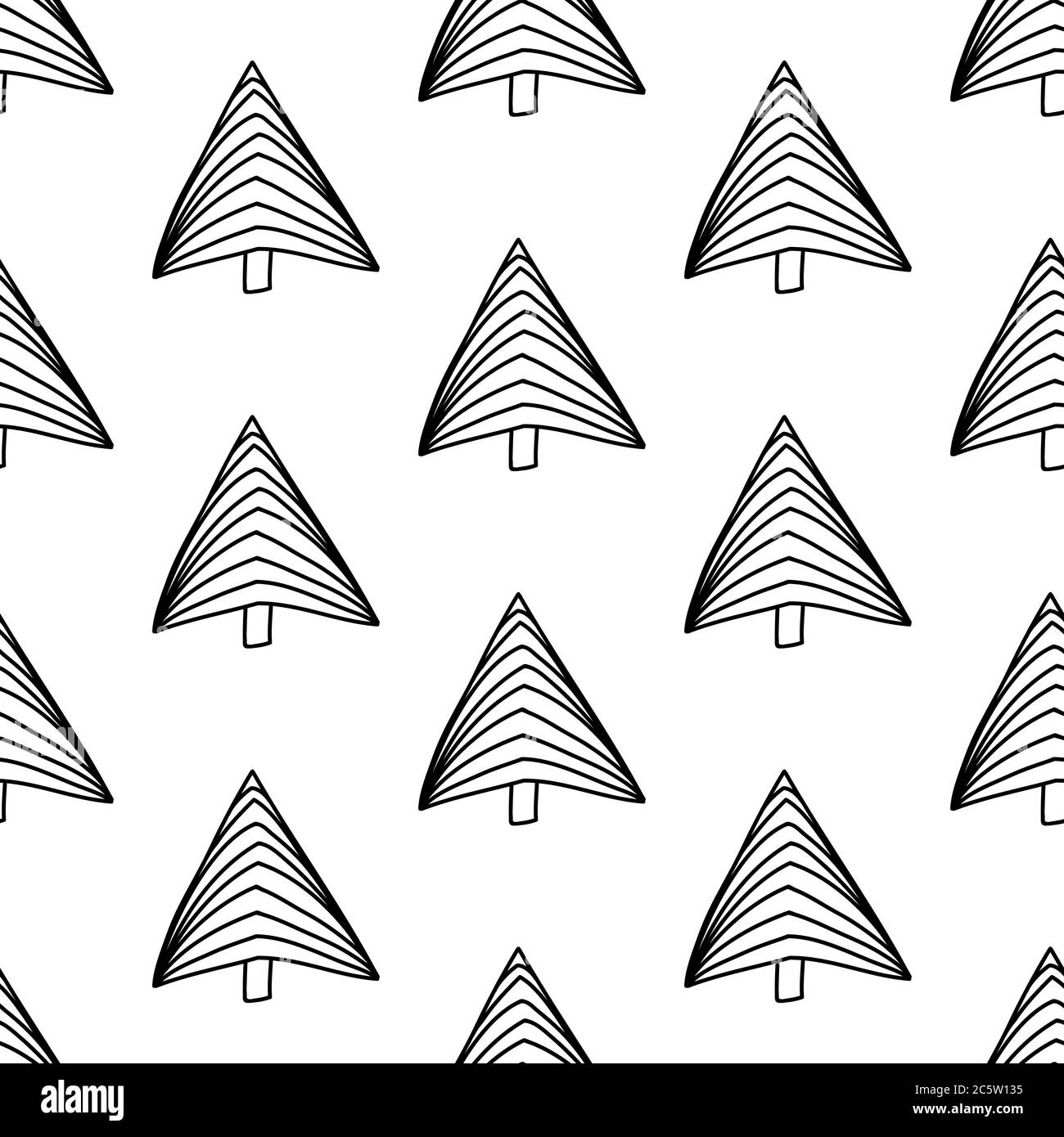 Seamless pattern made from doodle abstract fir trees. Isolated on white ...