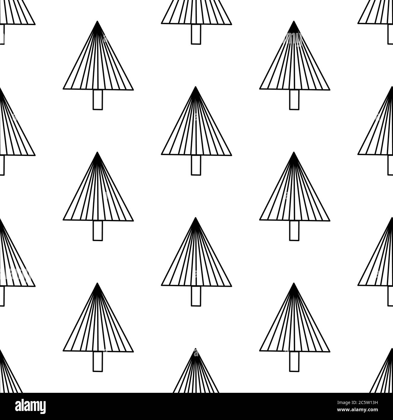 Seamless pattern made from doodle abstract fir trees. Isolated on white ...