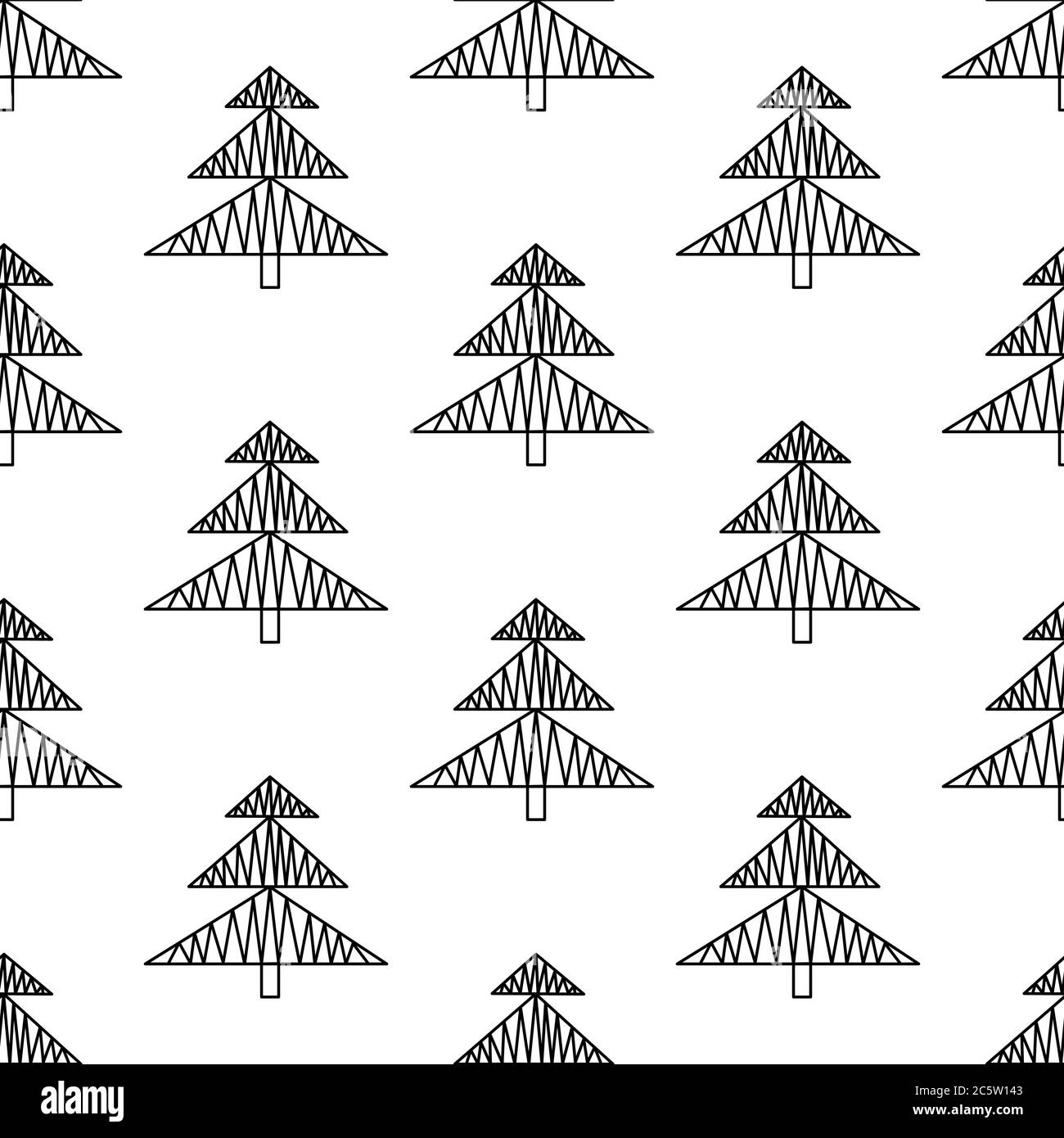 Seamless pattern made from doodle abstract fir trees. Isolated on white ...