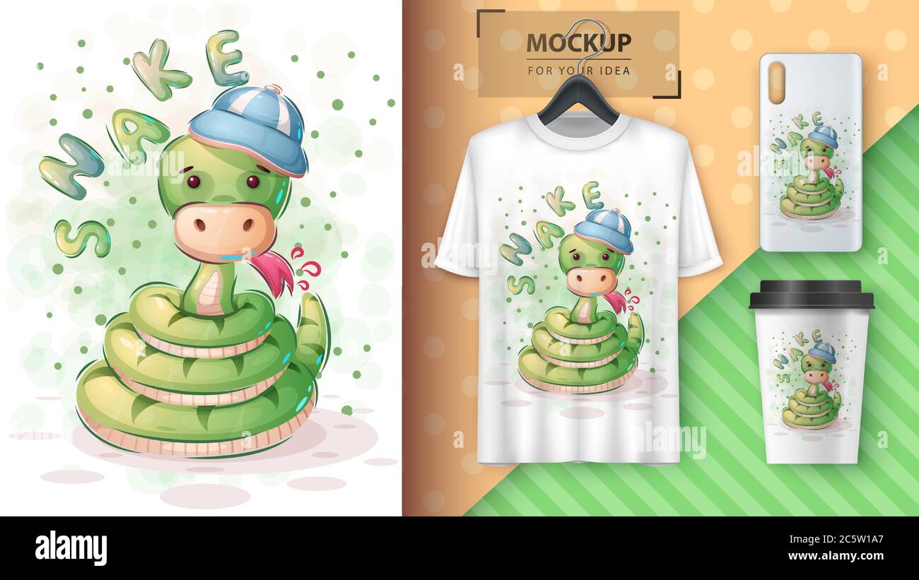 Cute snake - poster and merchandising Stock Vector Image & Art - Alamy