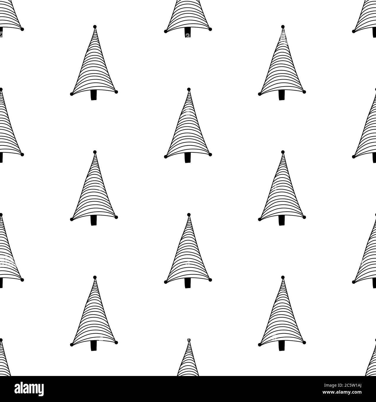 Seamless pattern made from doodle abstract fir trees. Isolated on white ...