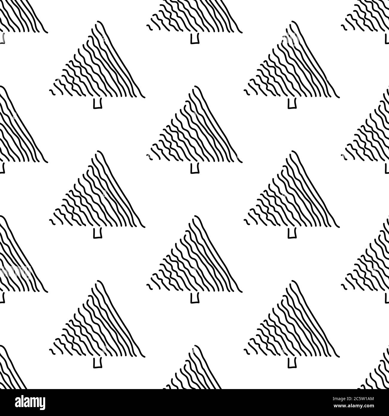 Seamless pattern made from doodle abstract fir trees. Isolated on white ...