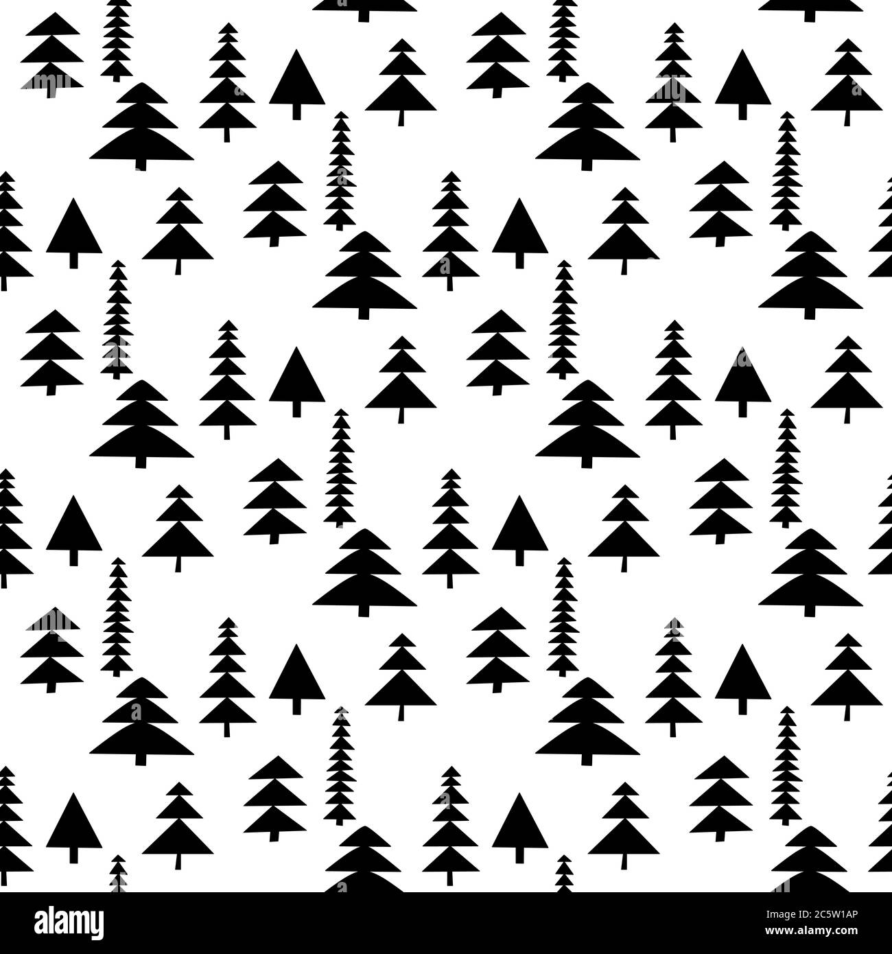 Seamless pattern made from doodle abstract fir trees. Isolated on white ...