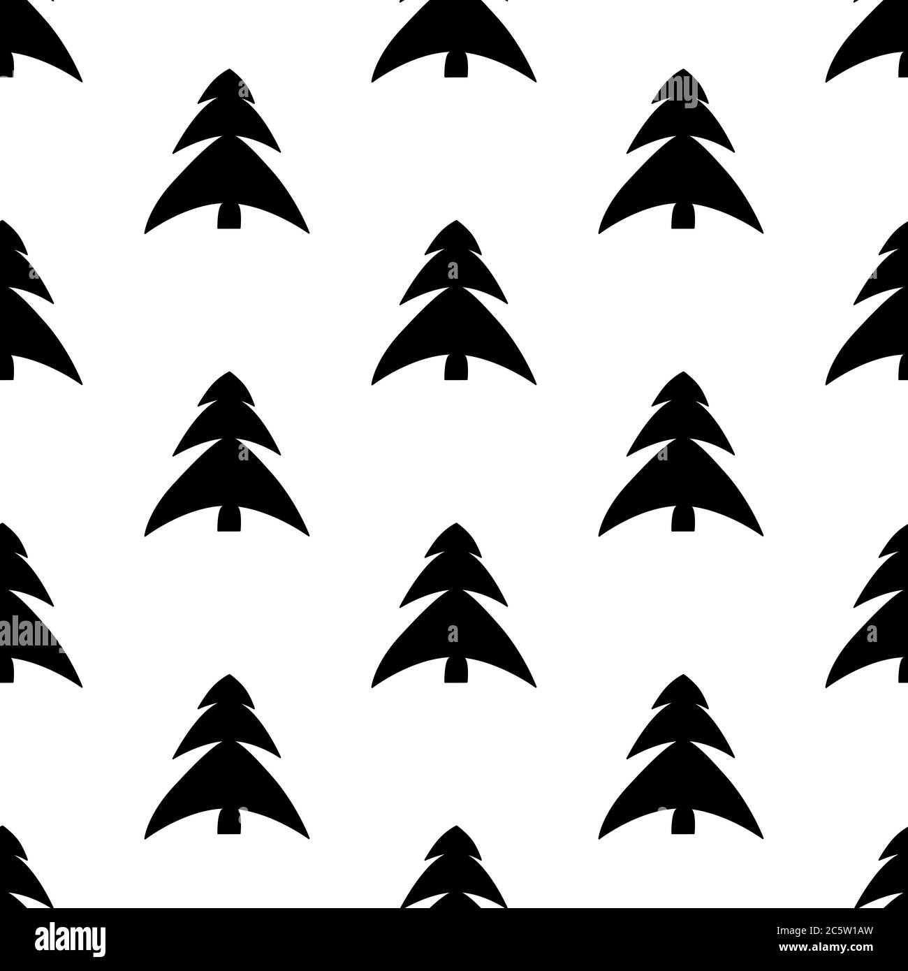 Seamless pattern made from doodle abstract fir trees. Isolated on white ...