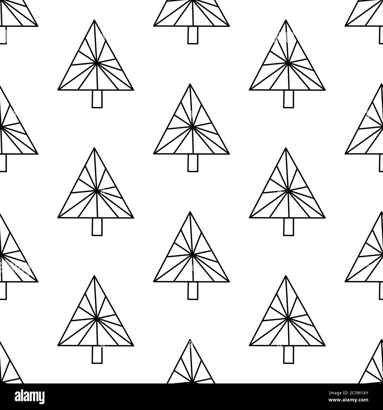 Seamless pattern made from doodle abstract fir trees. Isolated on white ...