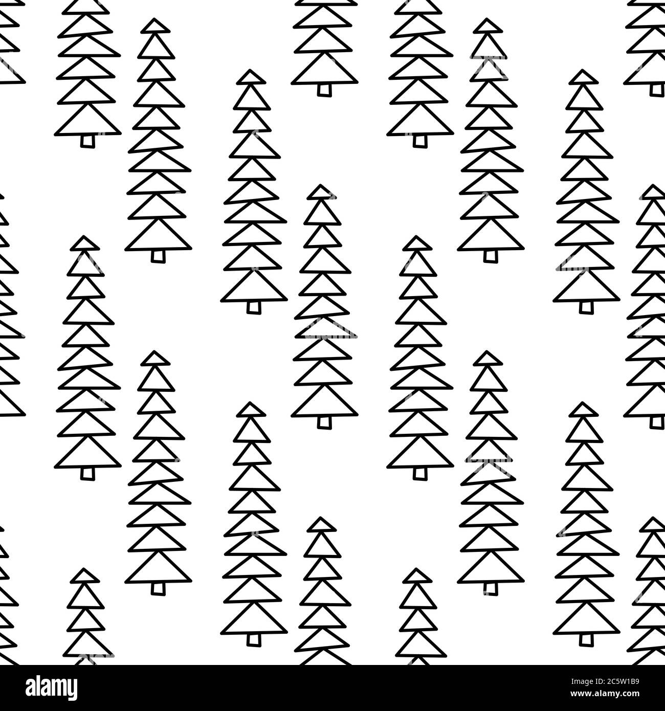 Seamless pattern made from doodle abstract fir trees. Isolated on white ...