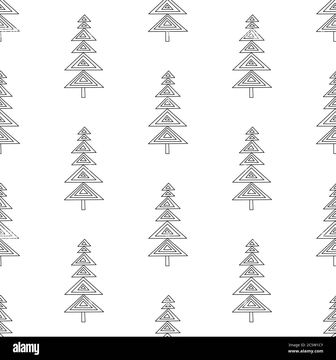 Seamless pattern made from doodle abstract fir trees. Isolated on white ...
