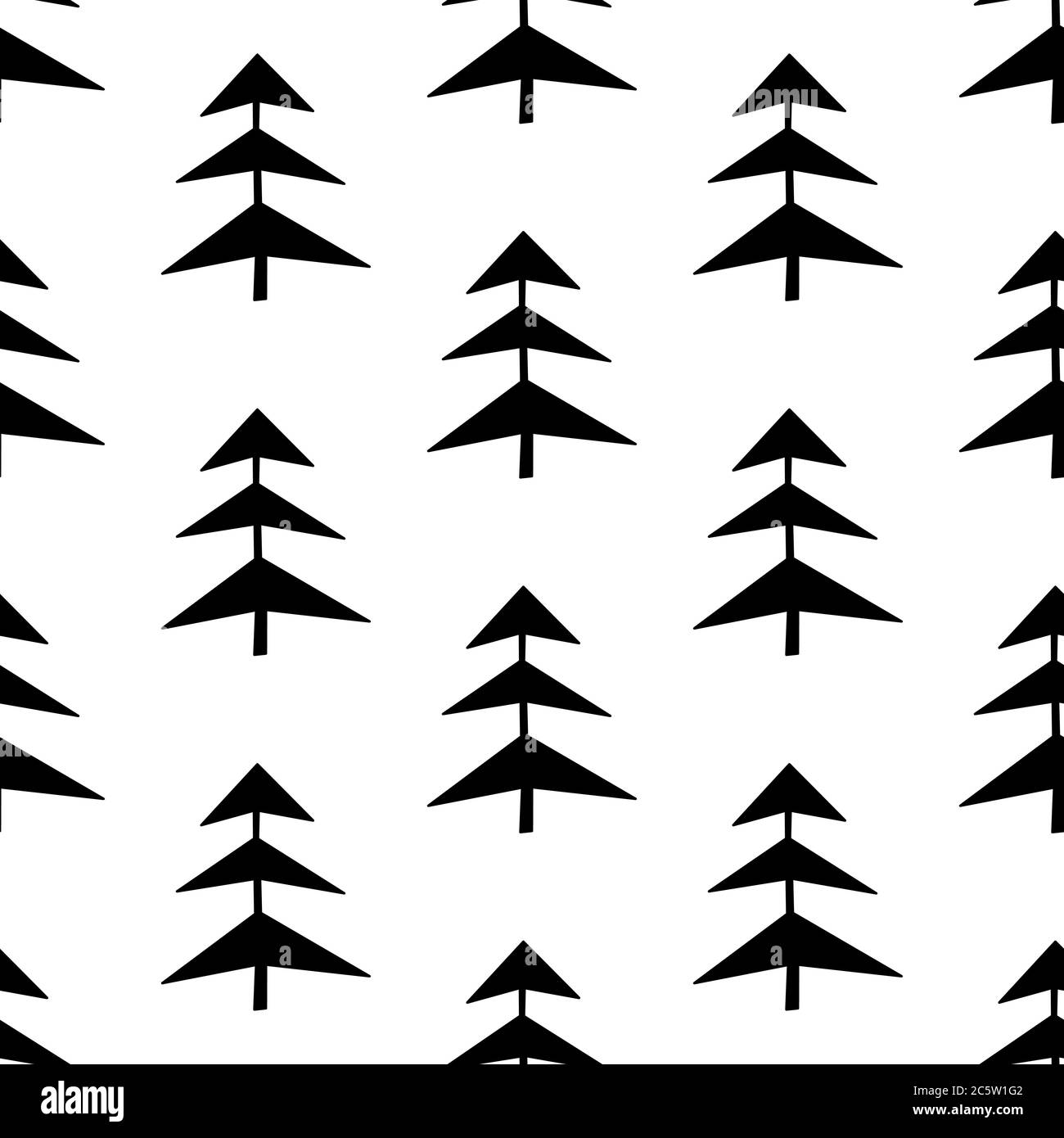 Seamless pattern made from doodle abstract fir trees. Isolated on white ...