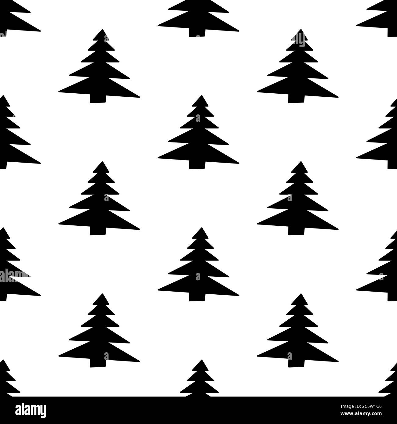 Seamless pattern made from doodle abstract fir trees. Isolated on white ...