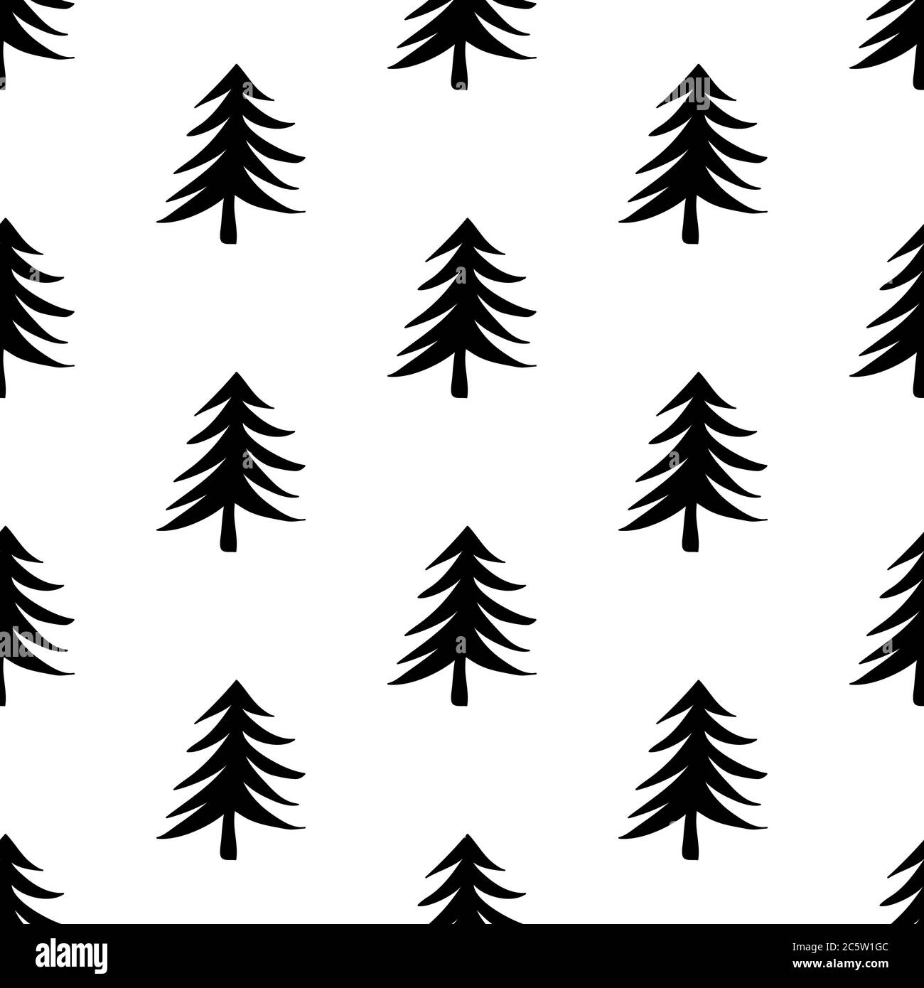 Seamless pattern made from doodle abstract fir trees. Isolated on white ...