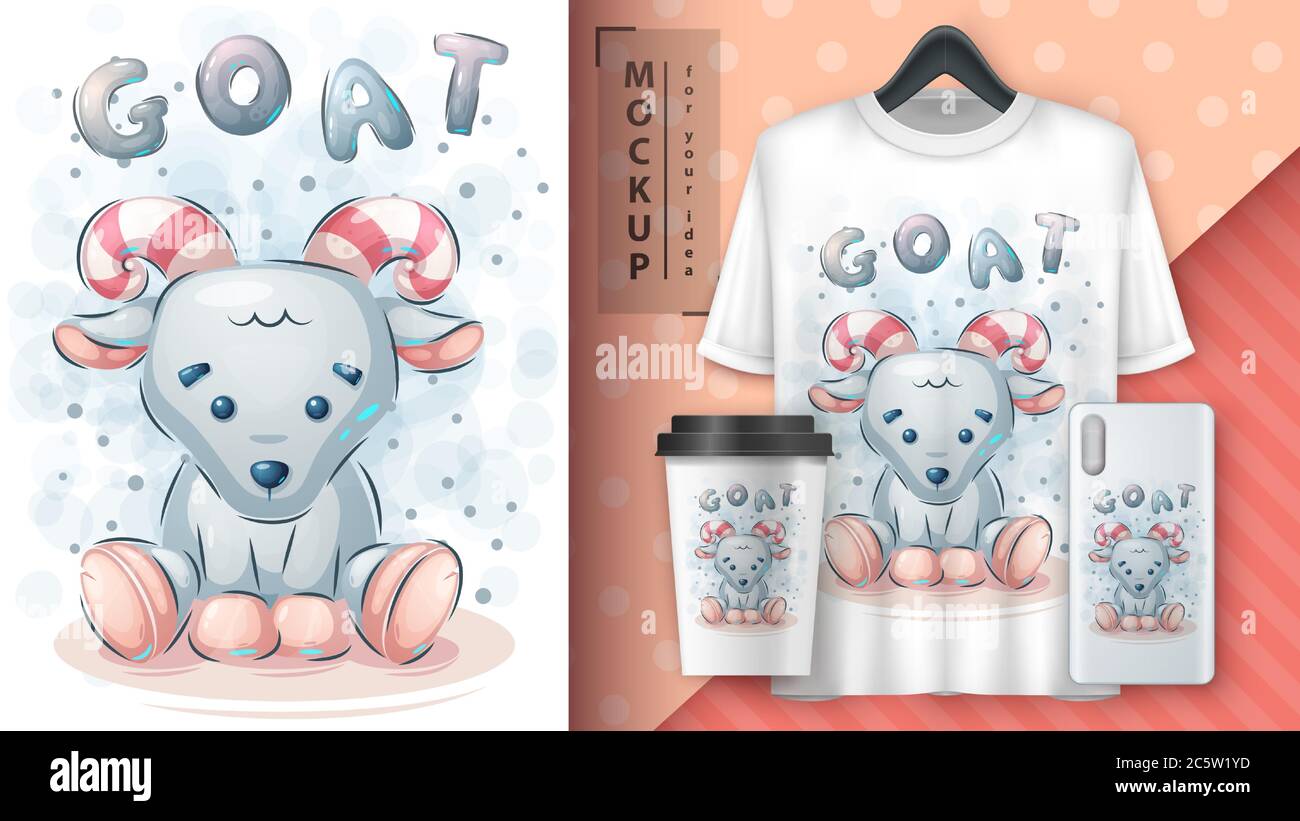 Cute teddy goat - poster and merchandising Stock Vector Image & Art - Alamy