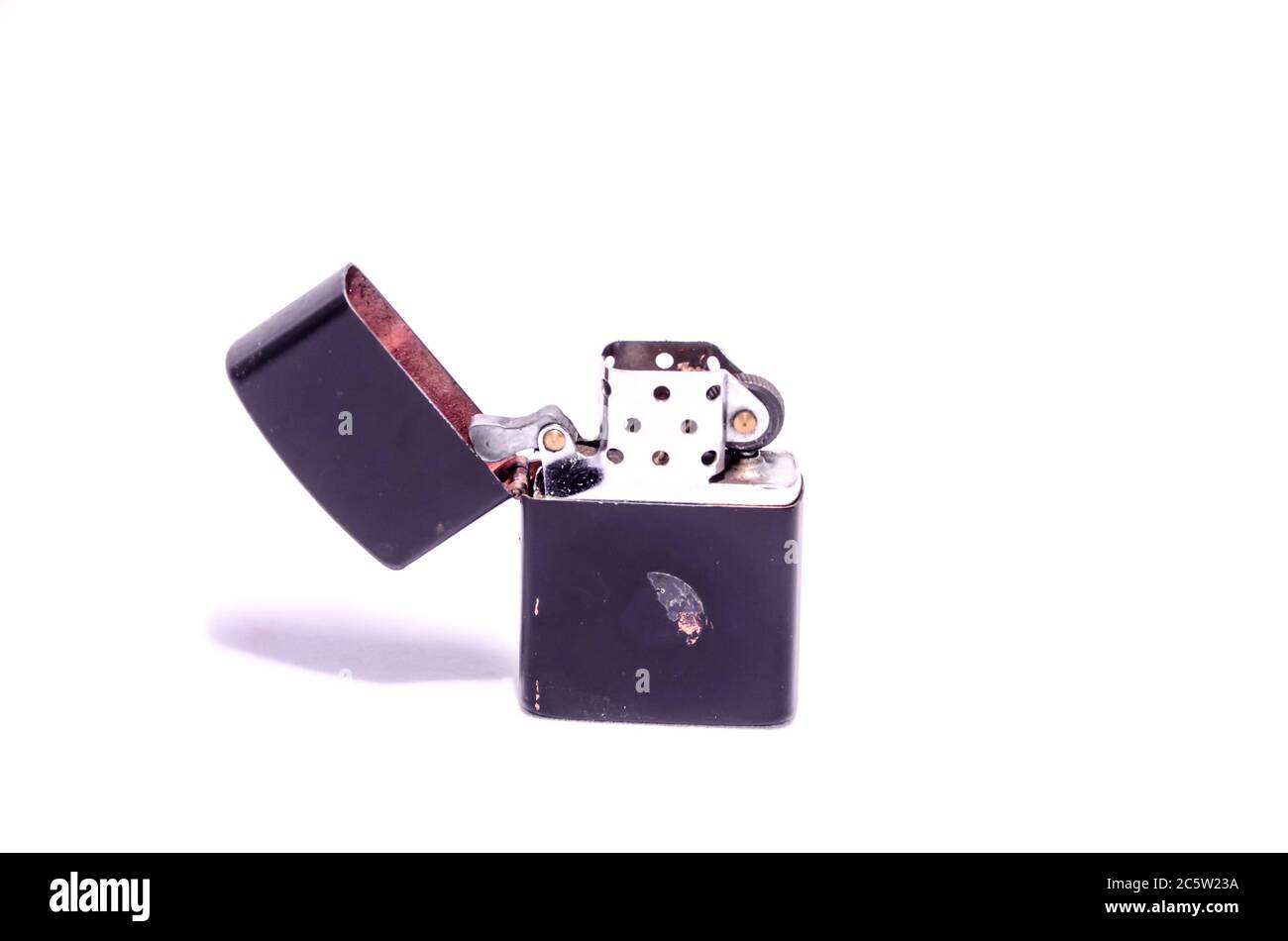 Vintage Zippo Style Lighter On a White Background Stock Photo - Alamy